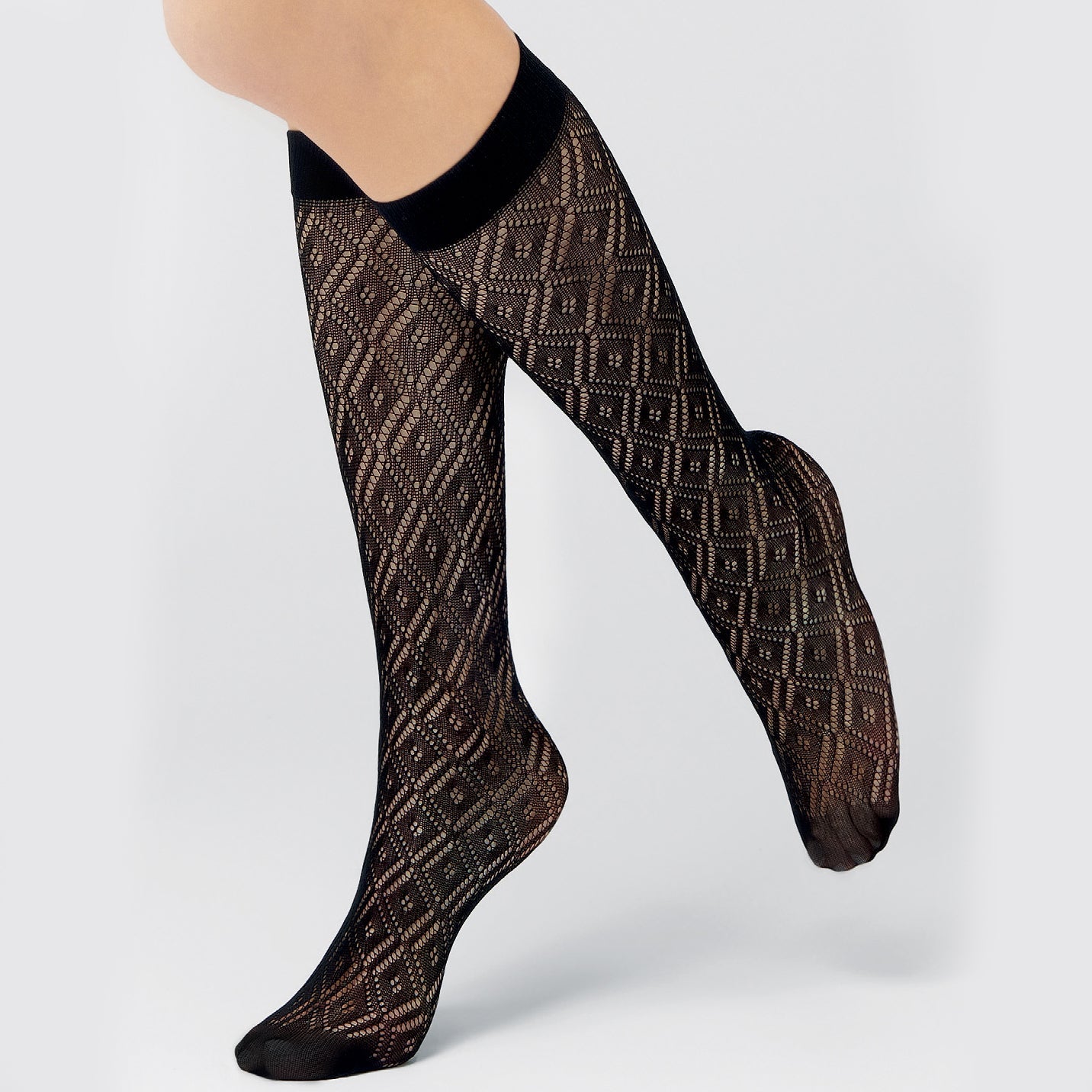 ダイヤパターン編み柄ハイソックス/GAMBALETTO MILO/Pierre Mantouxオンラインショップ